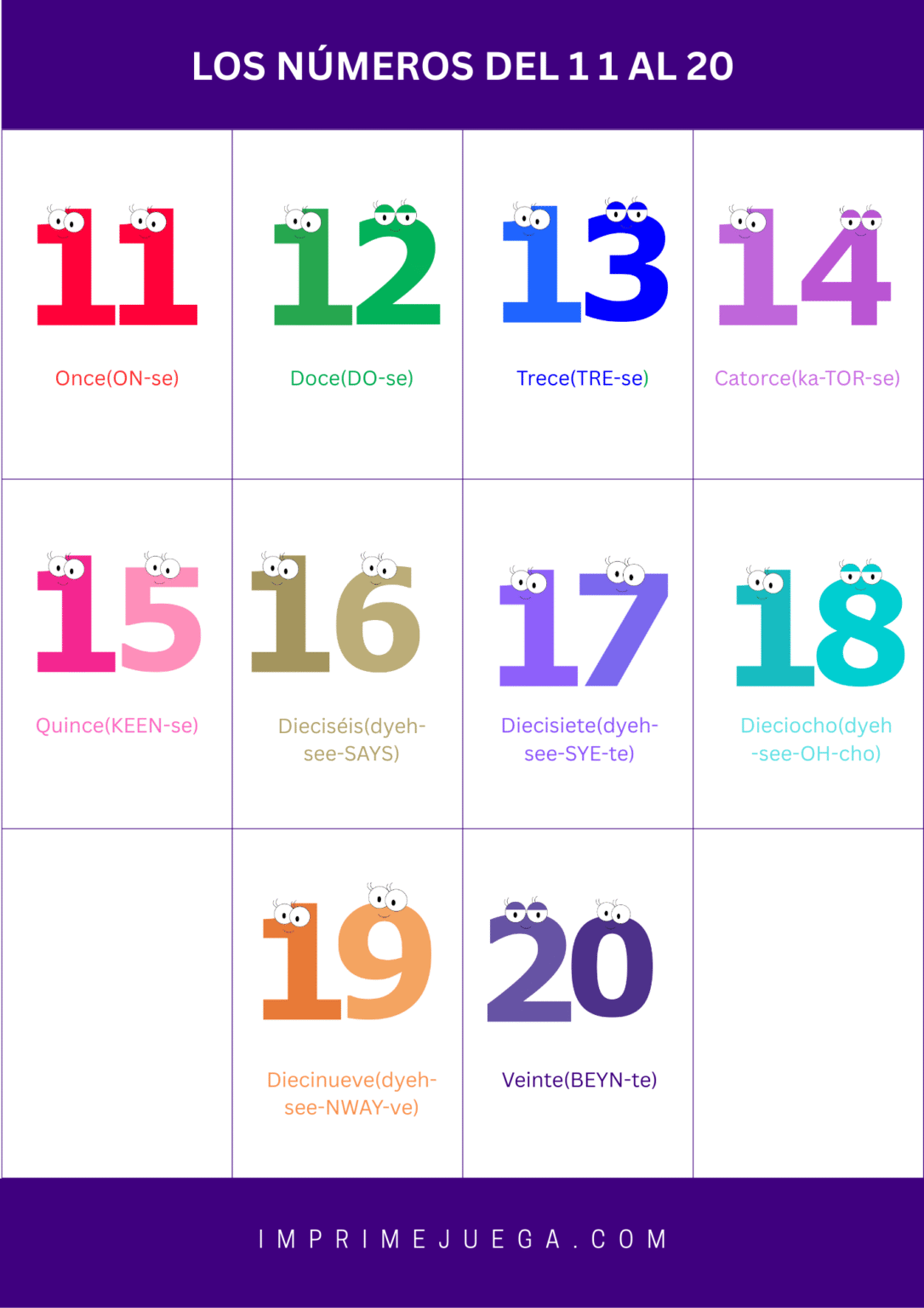 Números del 11 al 20