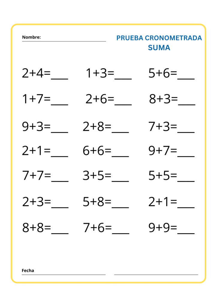 Actividad de suma simple para preescolar